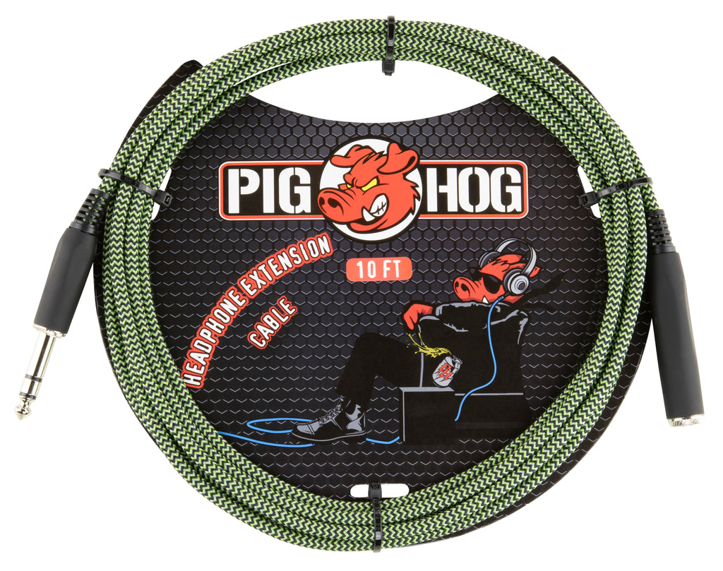 Pig Hog Solutions - 10ft Headphone Extension Cable, 1/4", Jamaican Gre